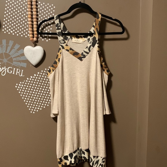 Hopely | Tops | Hopely Is Brand Name In Size Largeoff Shoulder Leopard Print Top | Poshmark